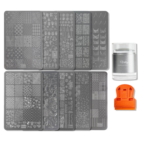 Vettsy 10pcs Nail Art Stamping Plate Full Set