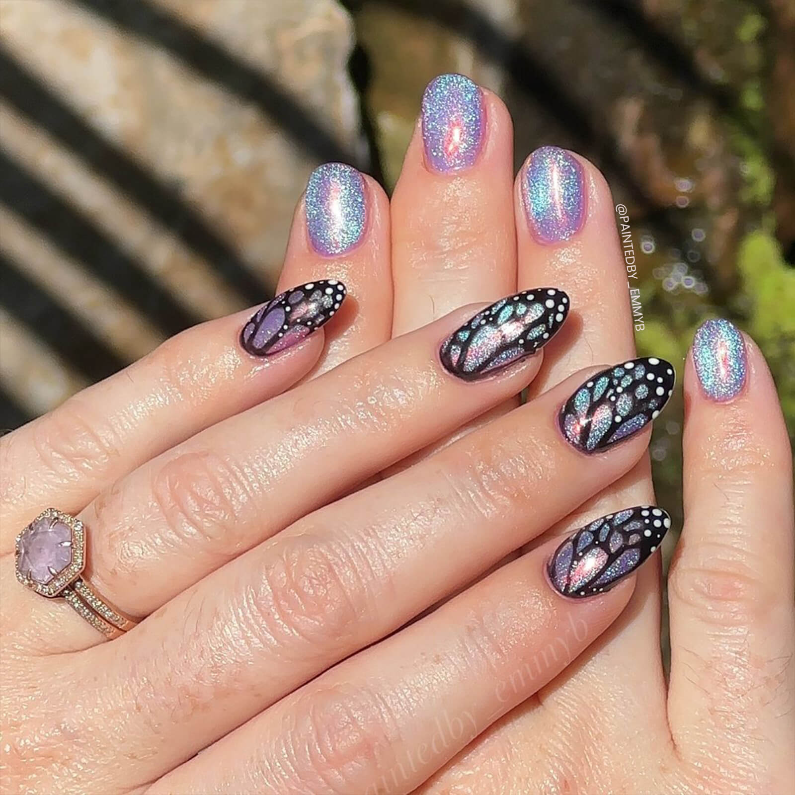 Instagram Top Look Set-May gorgeous aurora cat eye nail art set purple ...