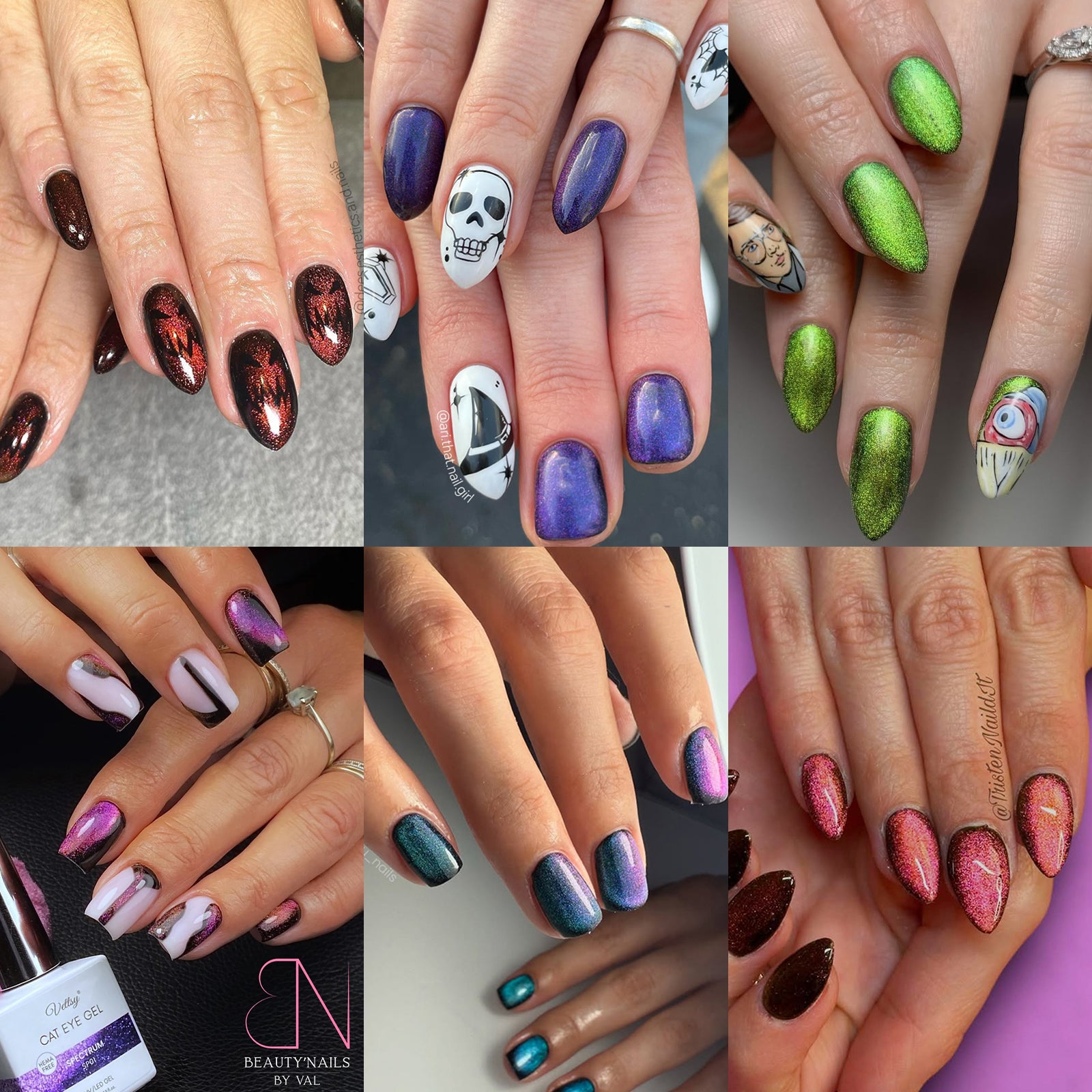 Vettsy Chameleon Cat Eye Gel Nail Polish 6pcs Set-Spectrum 9D Magnetic ...