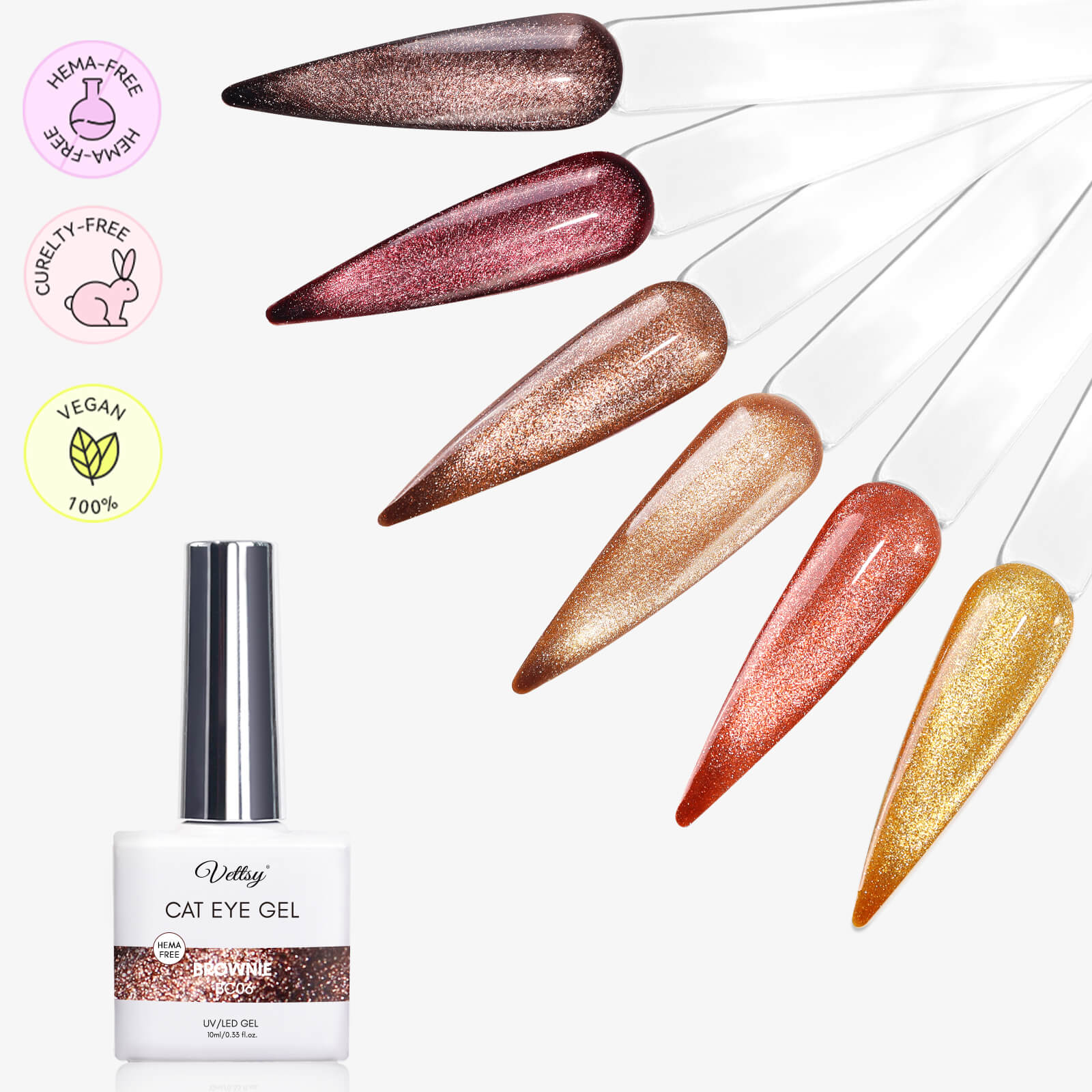 Hema Free Brownie Magnetic Cat Eye Gel Nail Polish 6pcs Set – Vettsy