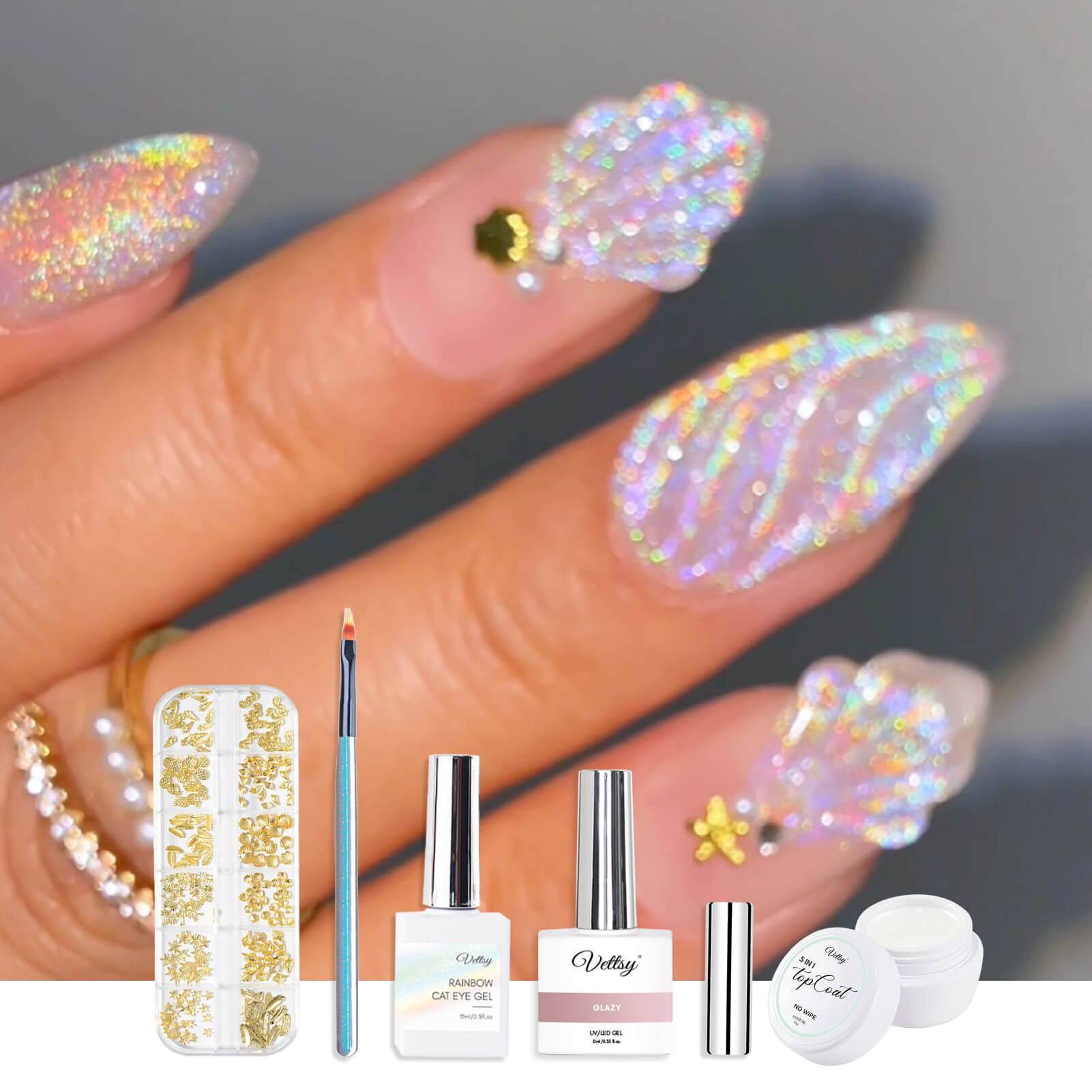 IG Nail Design Sweet 3D Holographic Cat Eye Nail Art Kit-Mermaid Dream ...