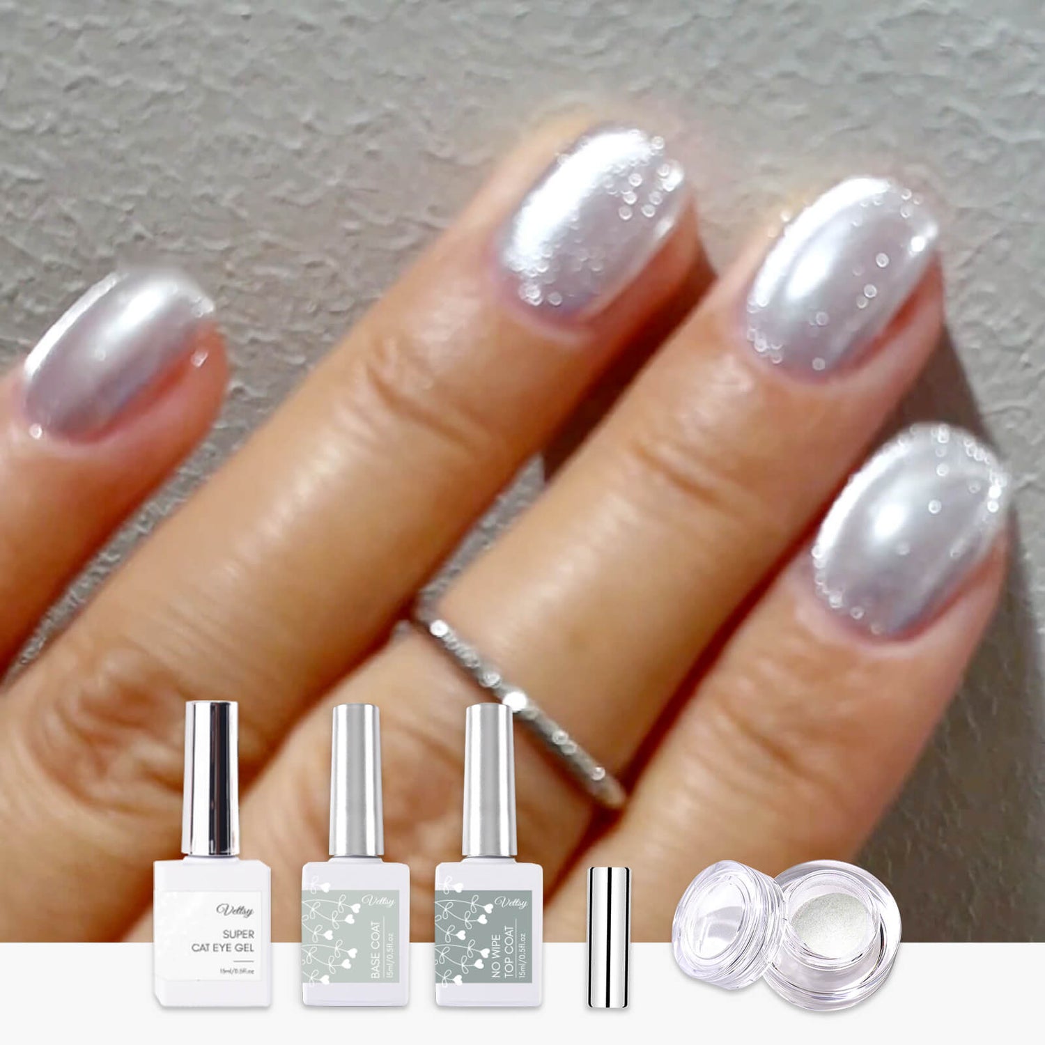 Moonlight Chrome Nail Silver Cat Eye Nail Trend Set – Vettsy
