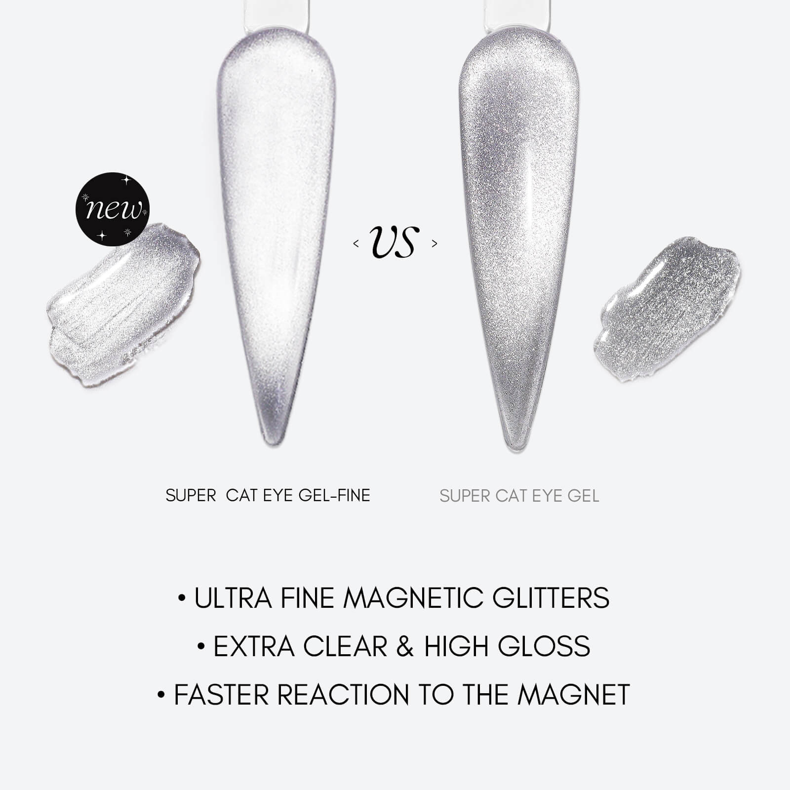 Vettsy Silver Spar Magnetic Gel Super Cat Eye Gel Nail Polish -Fine